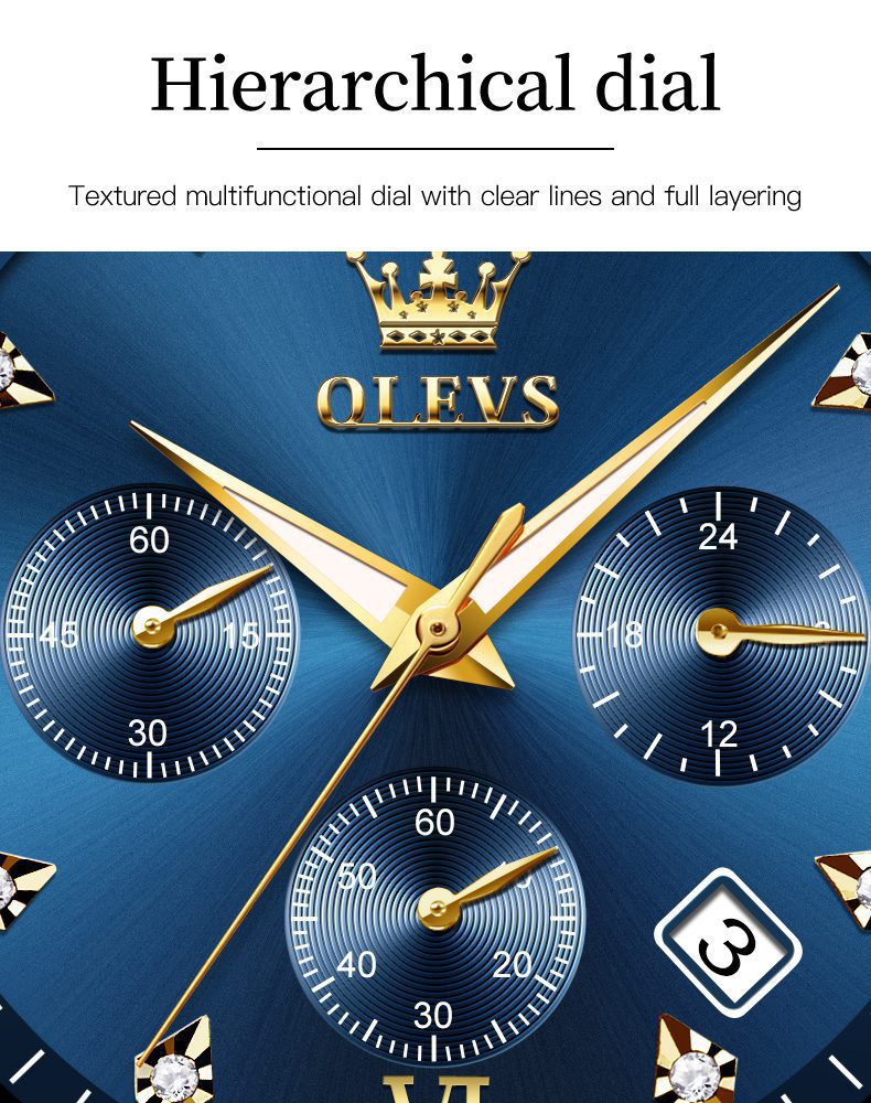 Olevs Men's Watch 2858 - 41mm, Quartz Watch, 7 Colors | Olevsstore.com