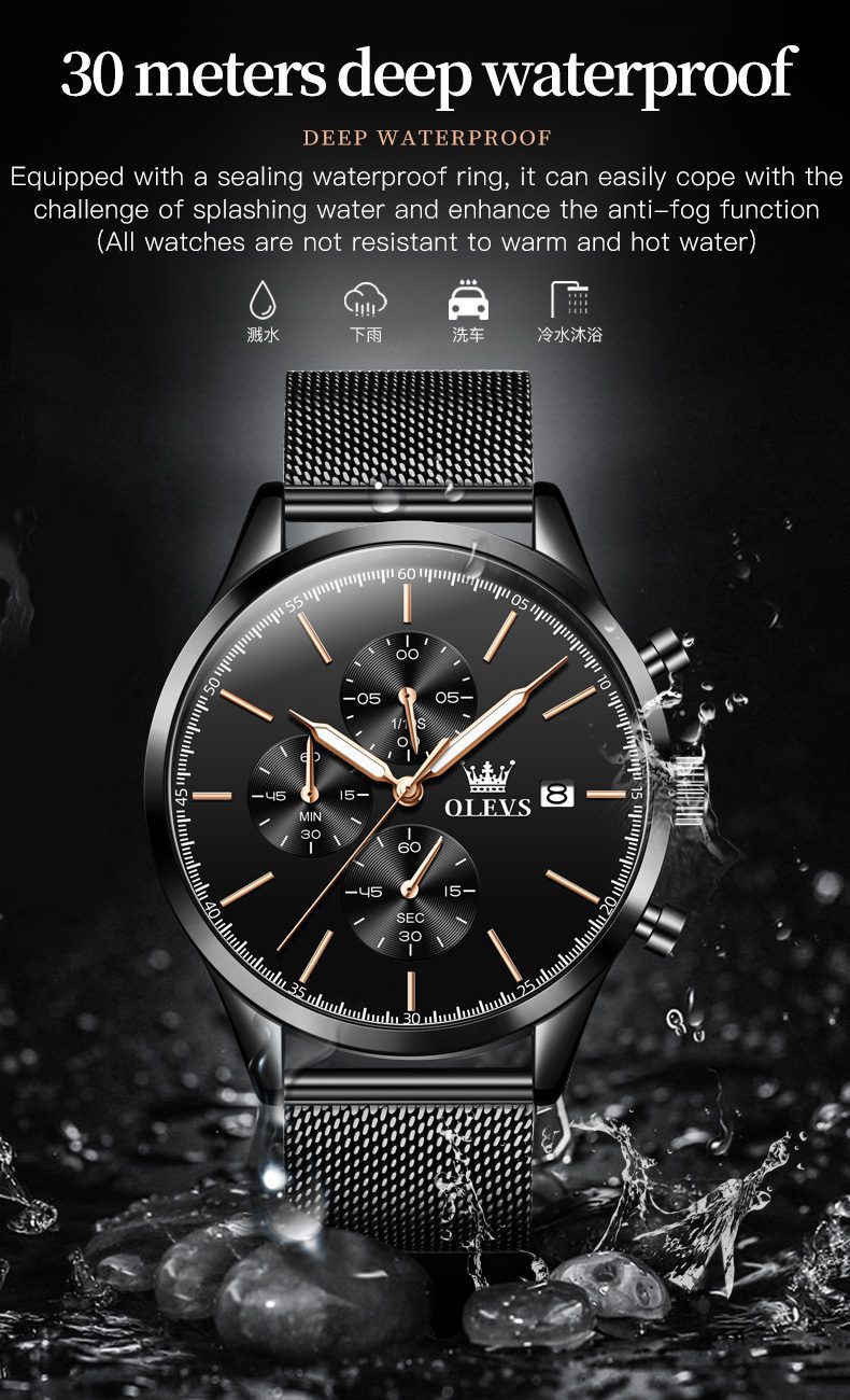 Olevs Men's Watch 2881 - 42mm, Quartz Watch, 3 Colors | Olevsstore.com