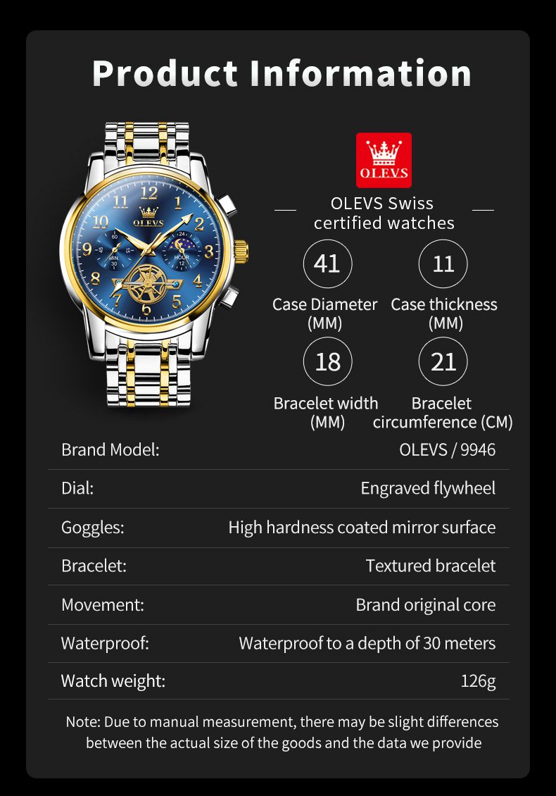 Olevs Men's Watch 2903 - 41mm, Quartz Watch, 5 Colors | Olevsstore.com