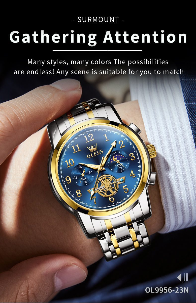 Olevs Men's Watch 2903 - 41mm, Quartz Watch, 5 Colors | Olevsstore.com