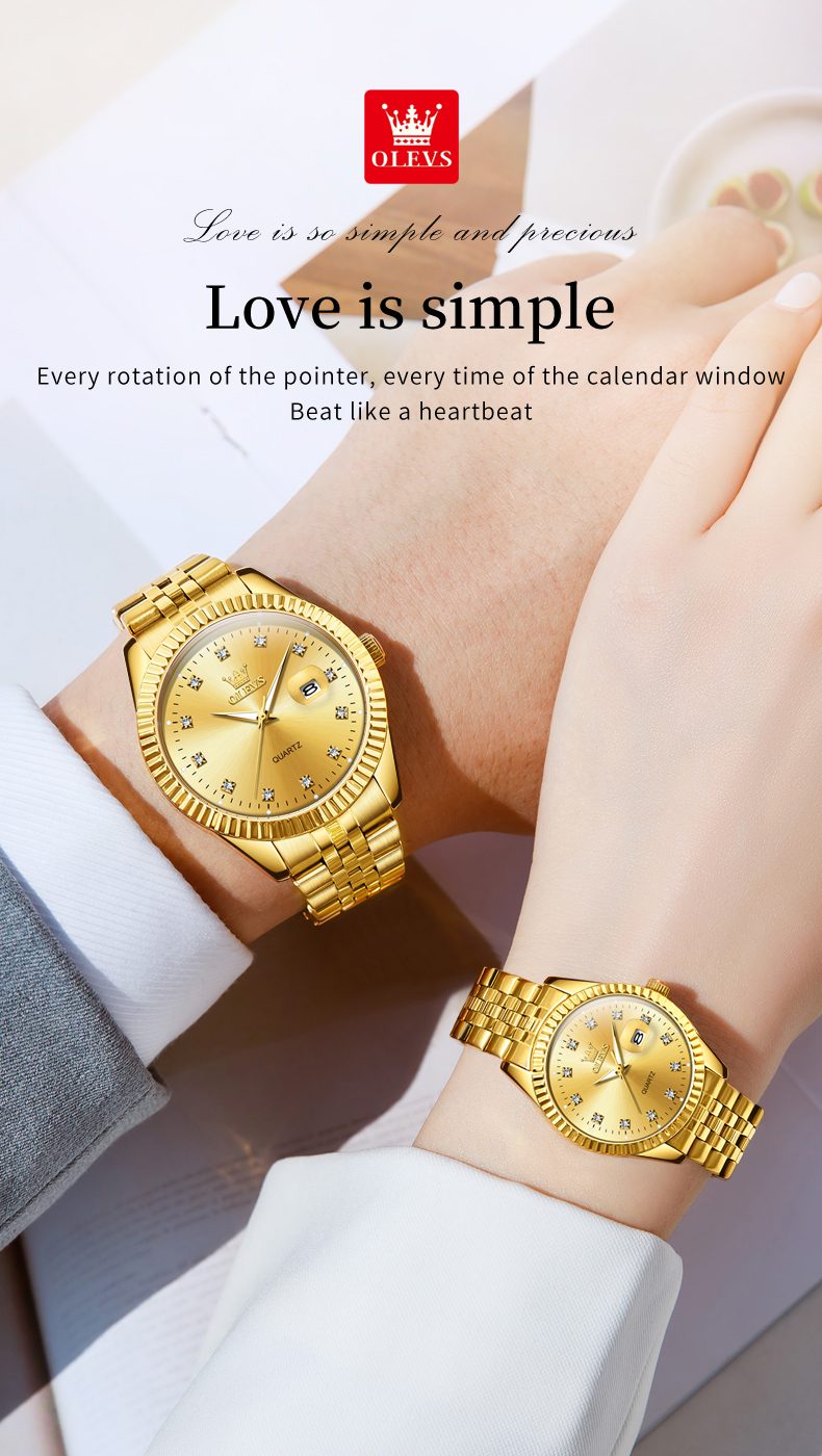 Olevs Couple Watch 5526 - 42-33mm, Quartz Watch, 6 Colors | Olevsstore.com