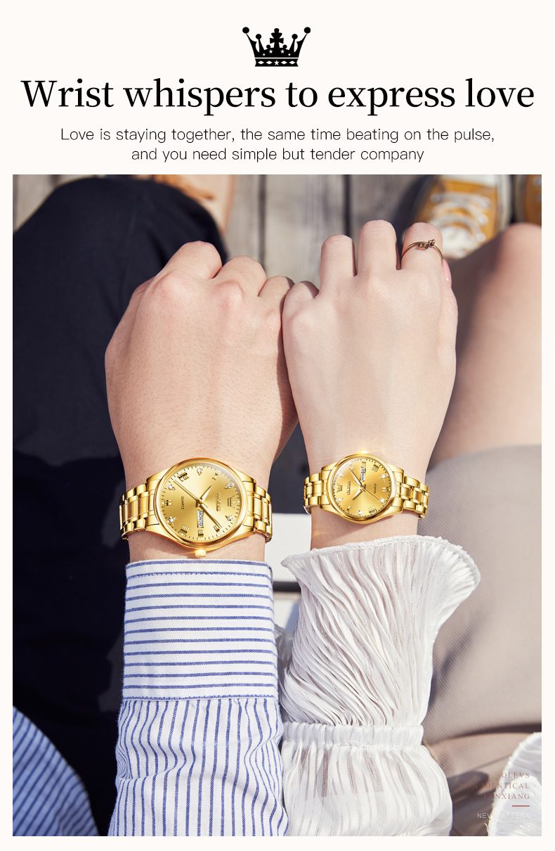 Olevs Couple Watch 5563 - 40-29mm, Quartz Watch, 8 Colors | Olevsstore.com