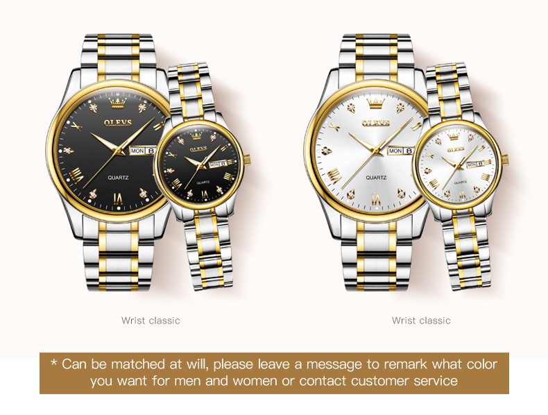 Olevs Couple Watch 5563 - 40-29mm, Quartz Watch, 8 Colors | Olevsstore.com