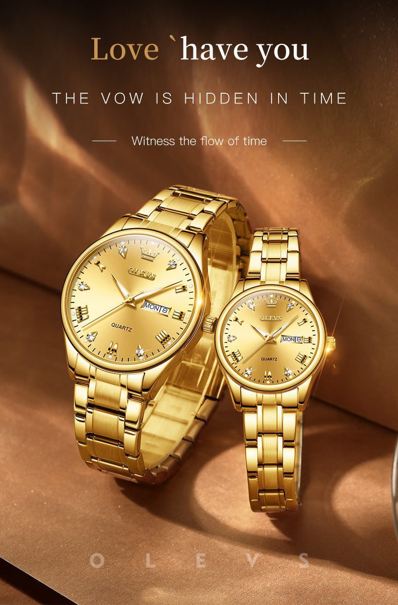 Olevs Couple Watch 5563 - 40-29mm, Quartz Watch, 8 Colors | Olevsstore.com