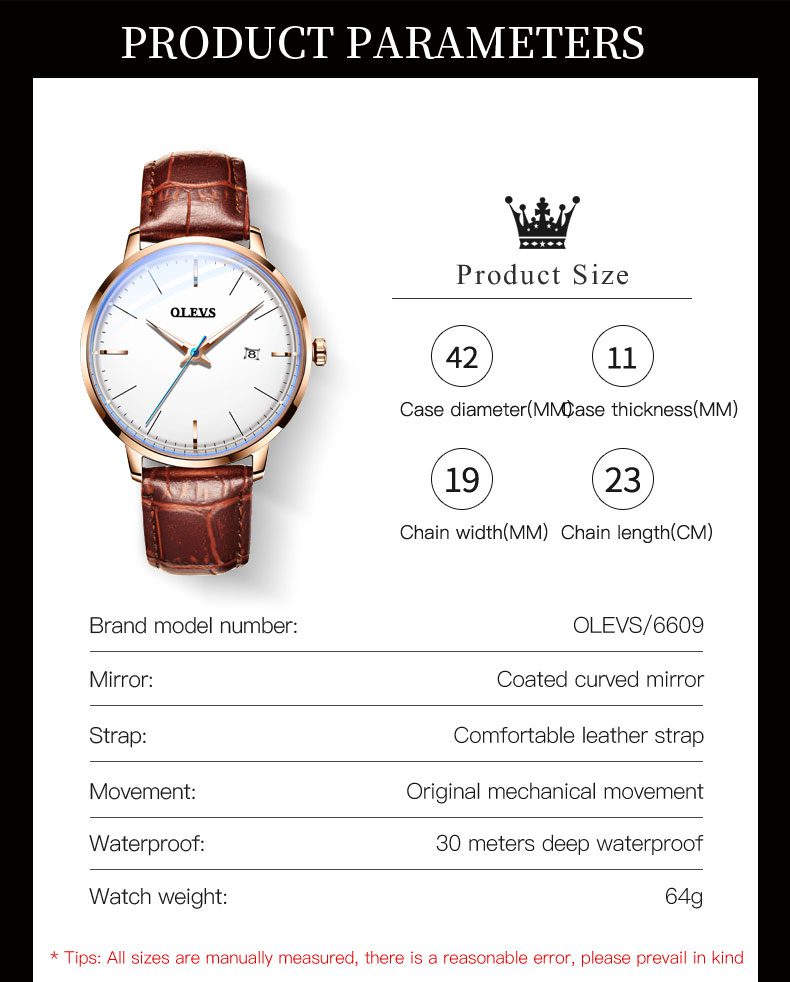 Olevs Men's Watch 6609 - 42mm, Mechanical Watch, 6 Colors | Olevsstore.com