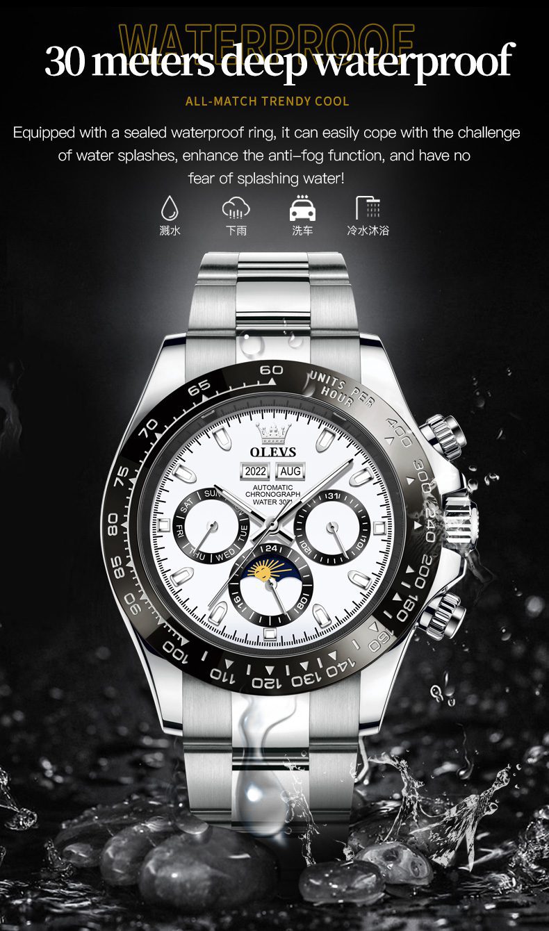 Olevs Men's Watch 6654 - 40mm, Mechanical Watch, 3 Colors | Olevsstore.com