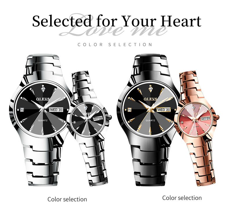 Olevs Couple Watch 8697 - 36-24mm, Quartz Watch, 3 Colors | Olevsstore.com