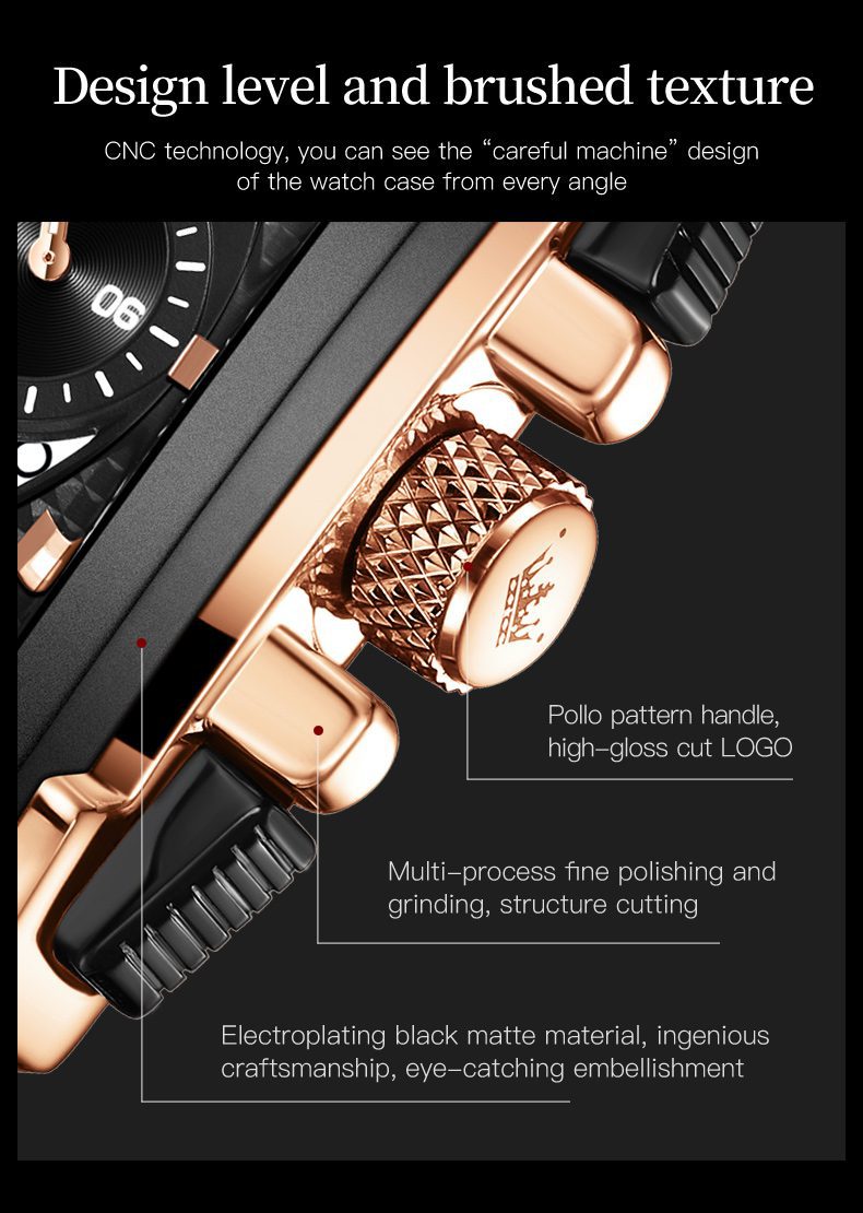 Olevs Men's Watch 9919 - 42x45mm, Quartz Watch, 3 Colors | Olevsstore.com