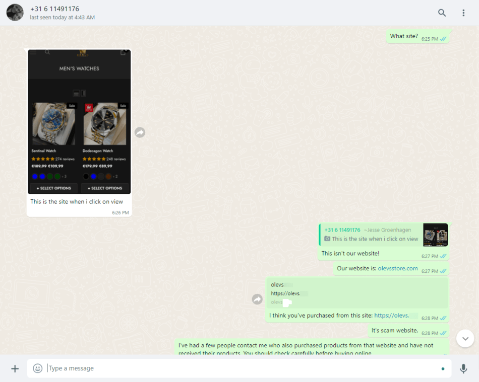 WARNING NOTICE: Fake Products - Olevsstore.com